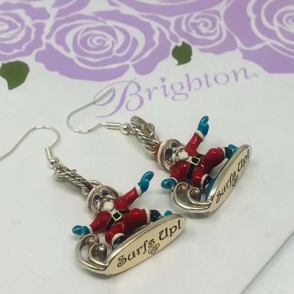 Brighton | Jewelry | Brighton Christmas Santa Surfs Up Custom Earrings ...